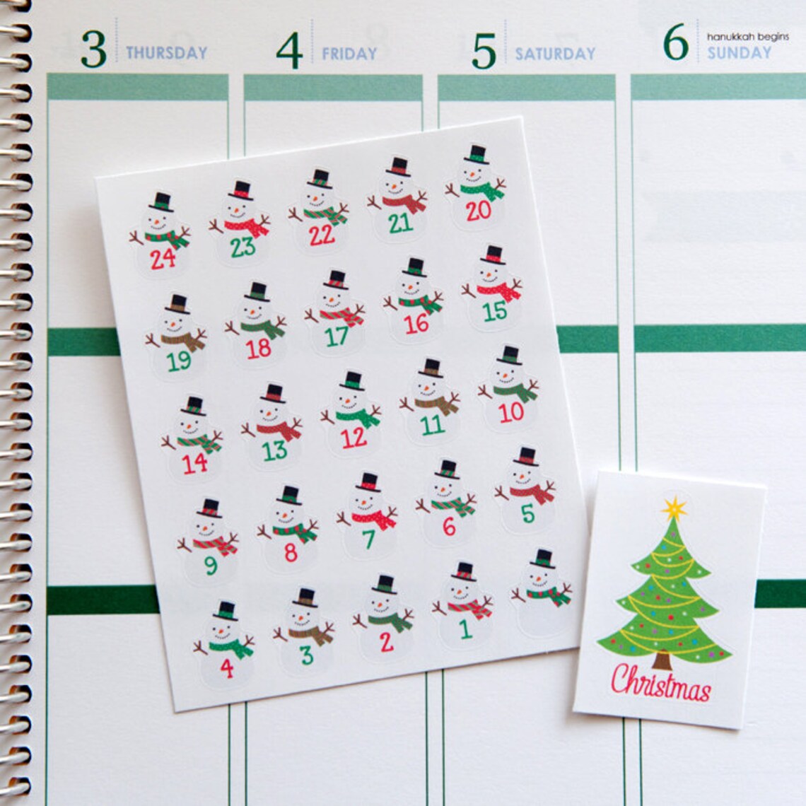 Christmas Countdown Planner Stickers Snowman Santa Tree - Etsy