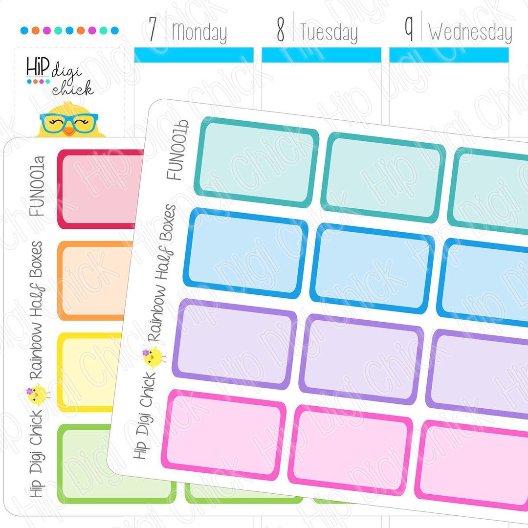 Half Box Planner Stickers - Rainbow - Etsy