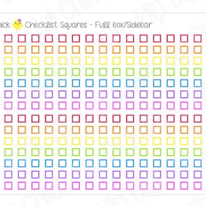 Checklist to Do List Squares Full Box Sidebar Planner Stickers - Etsy