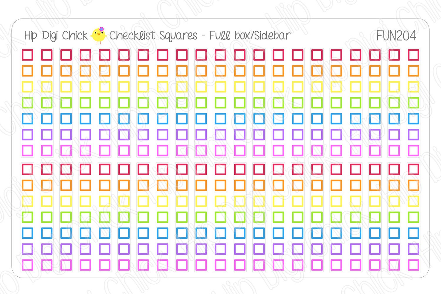 Checklist to Do List Squares Full Box Sidebar Planner Stickers - Etsy