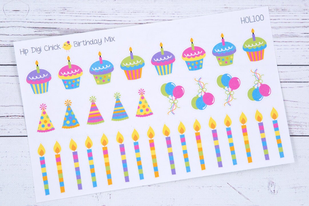 Birthday Planner Stickers Party Balloons Cupcakes Candles - Etsy