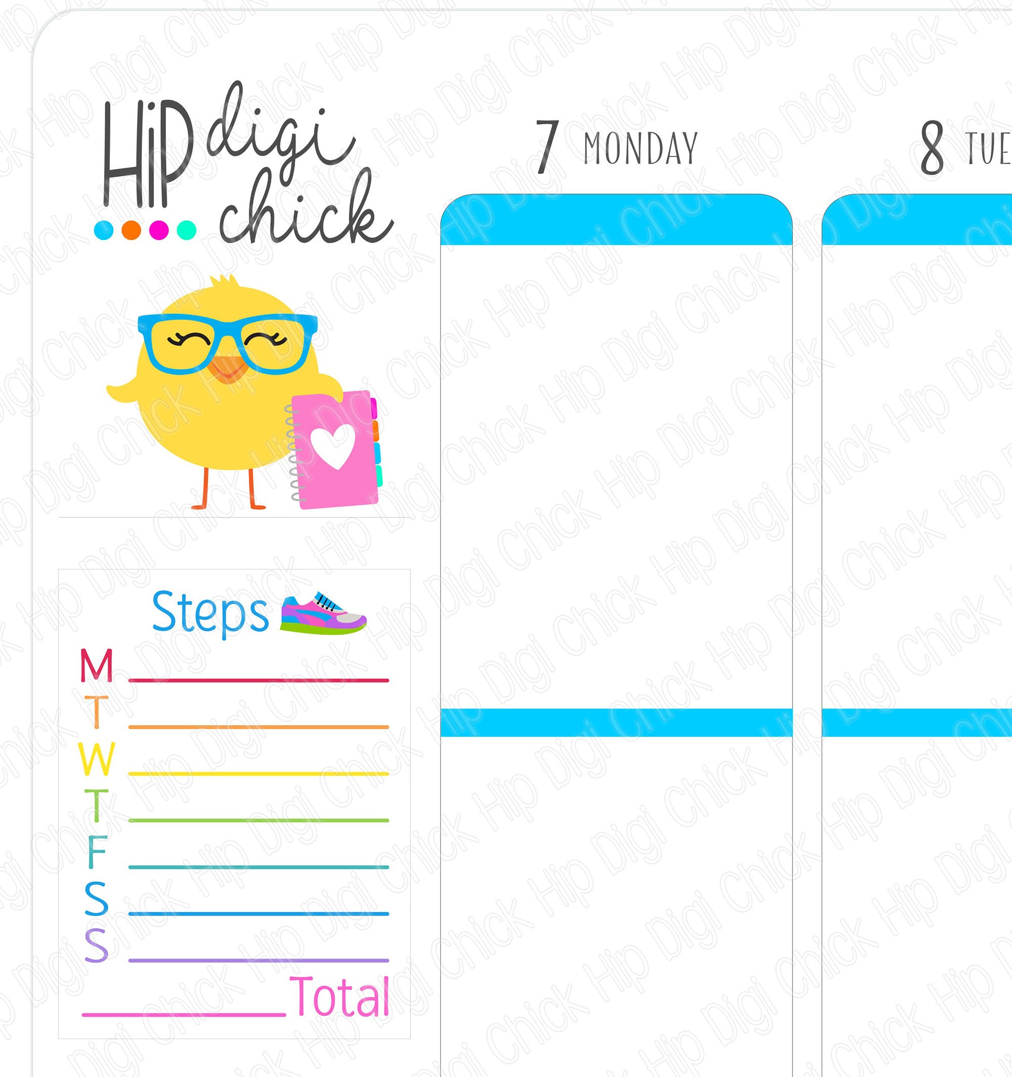 Daily Steps Tracker VERTICAL Planner Stickers - Weekly Sidebar - Etsy