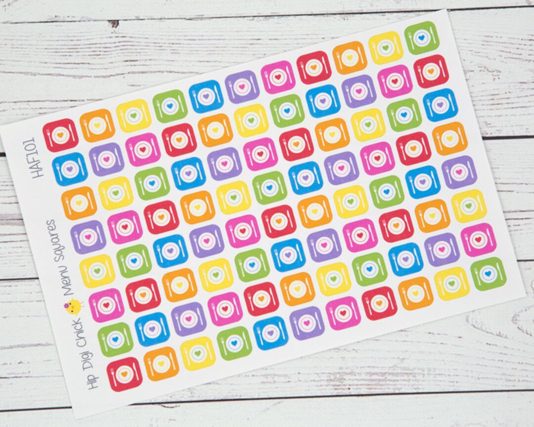 Mini Menu Meal Planning Planner Stickers - Square - Etsy