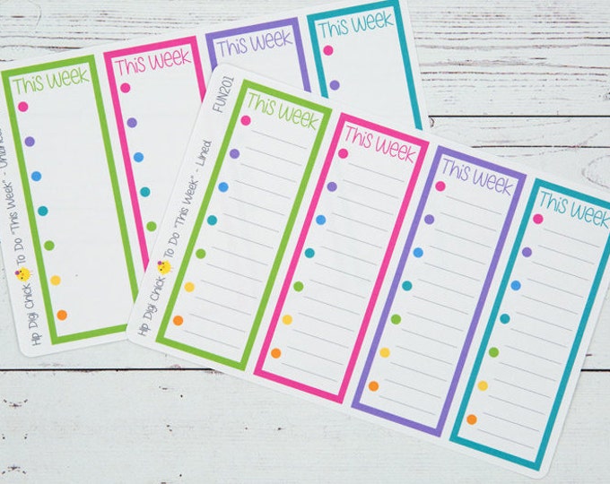 Checklist to Do List Squares Full Box Sidebar Planner Stickers - Etsy