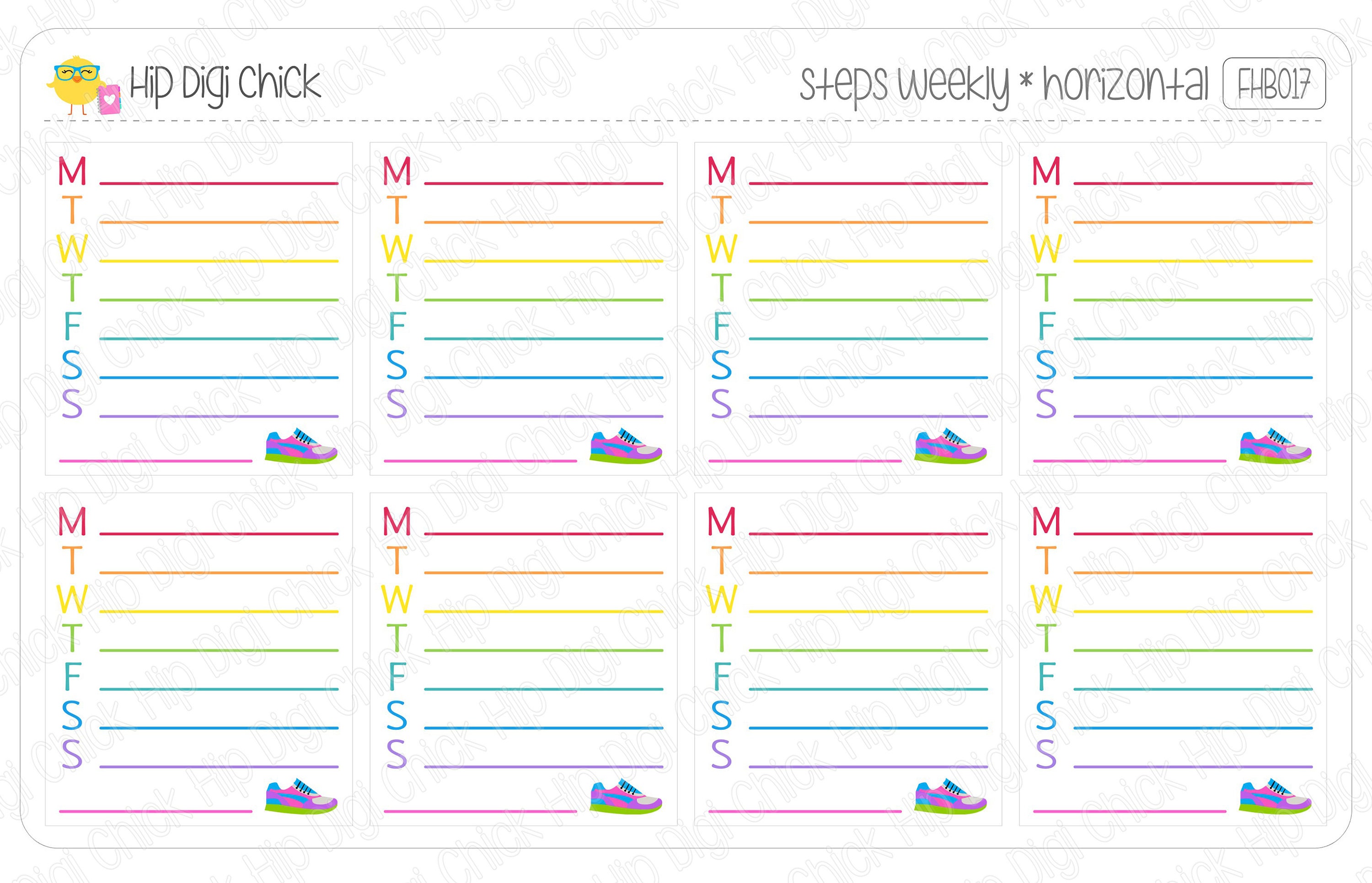 Daily Steps Tracker HORIZONTAL Planner Stickers - Weekly - Etsy