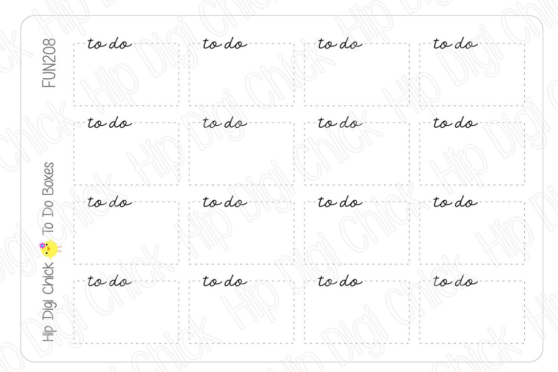 To Do List Script Boxes Planner Stickers | Etsy