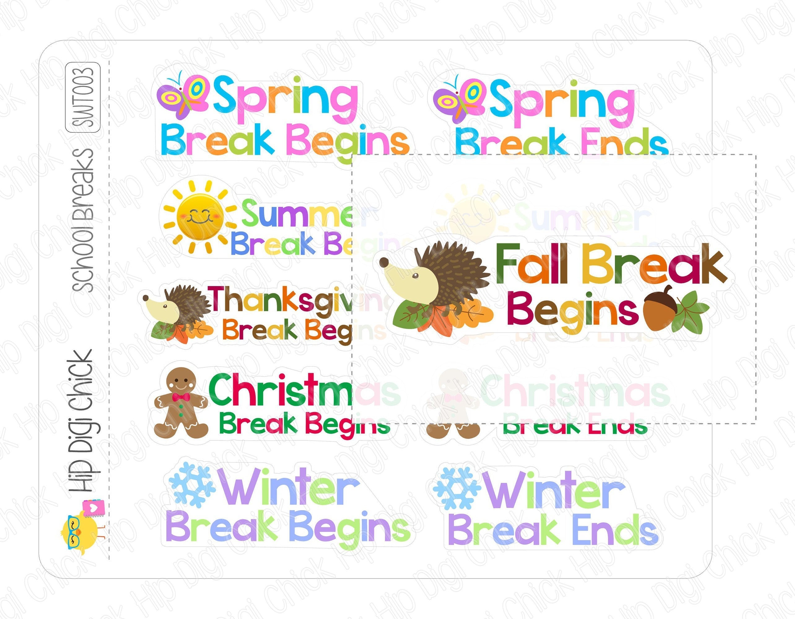 School Breaks Planner Stickers - Etsy