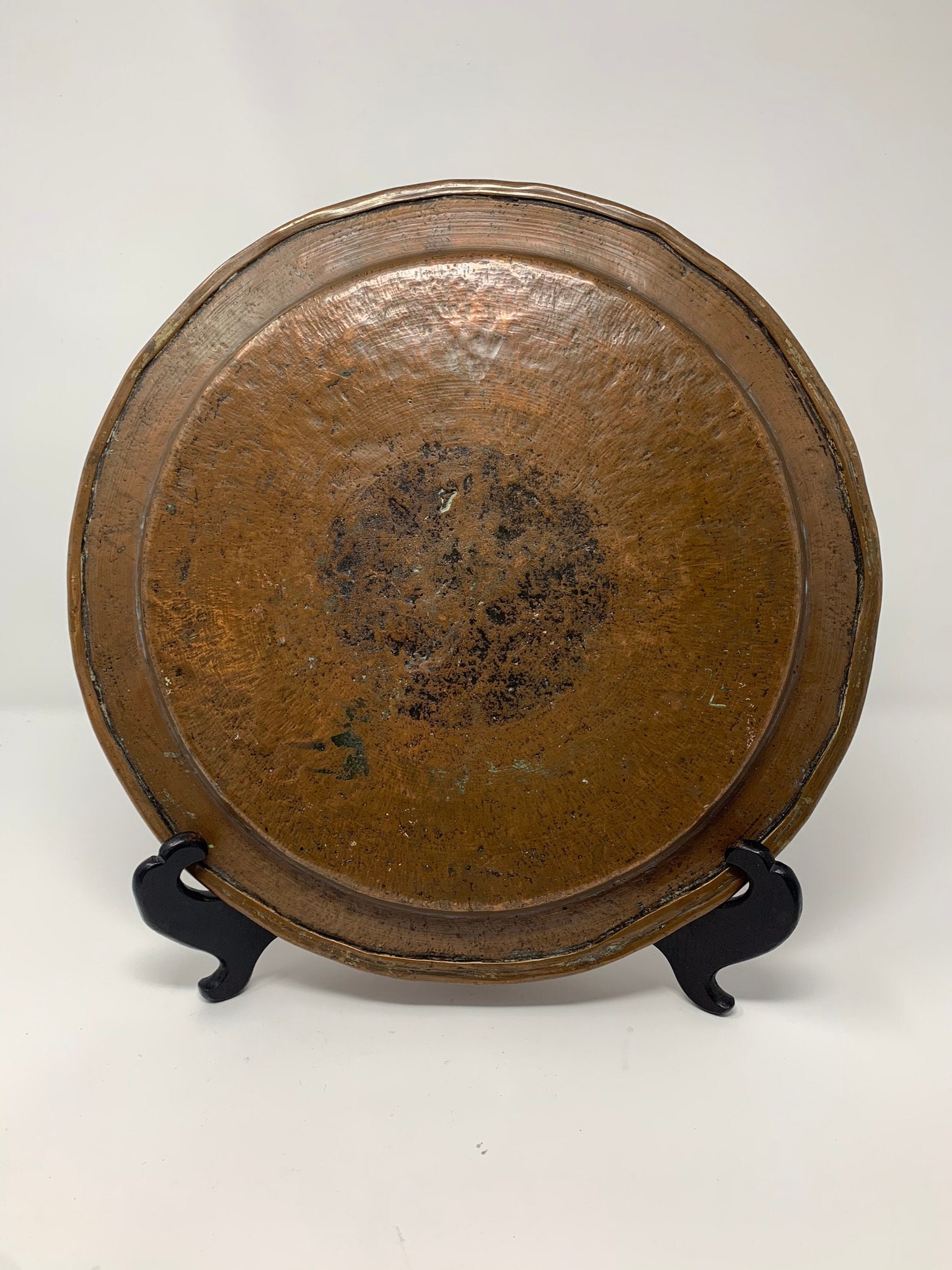 Silver Inlay Hand Hammered Copper Tray Antique Copper Tray Middle ...