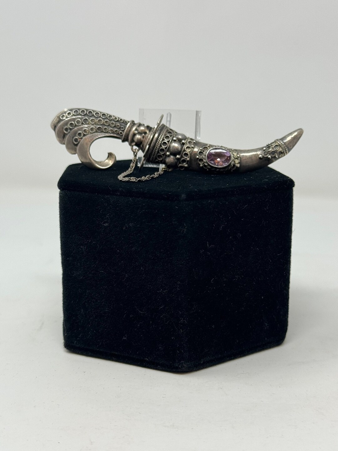 Vintage Sterling Silver Amethyst Dagger Sword Brooch Pin Pendant - Etsy