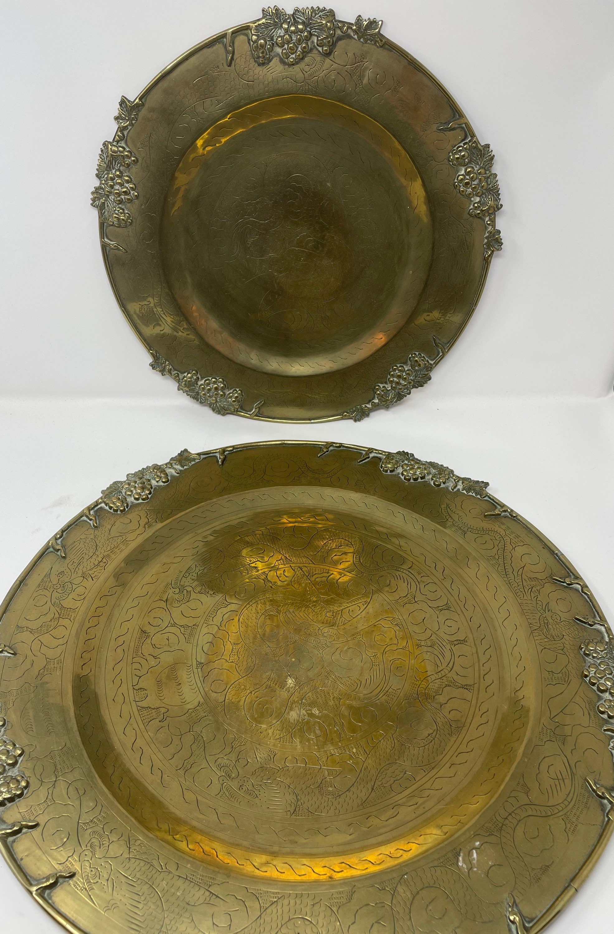 Antique Chinese Two Tiered Brass Folding Table With Engraved Trays - Etsy