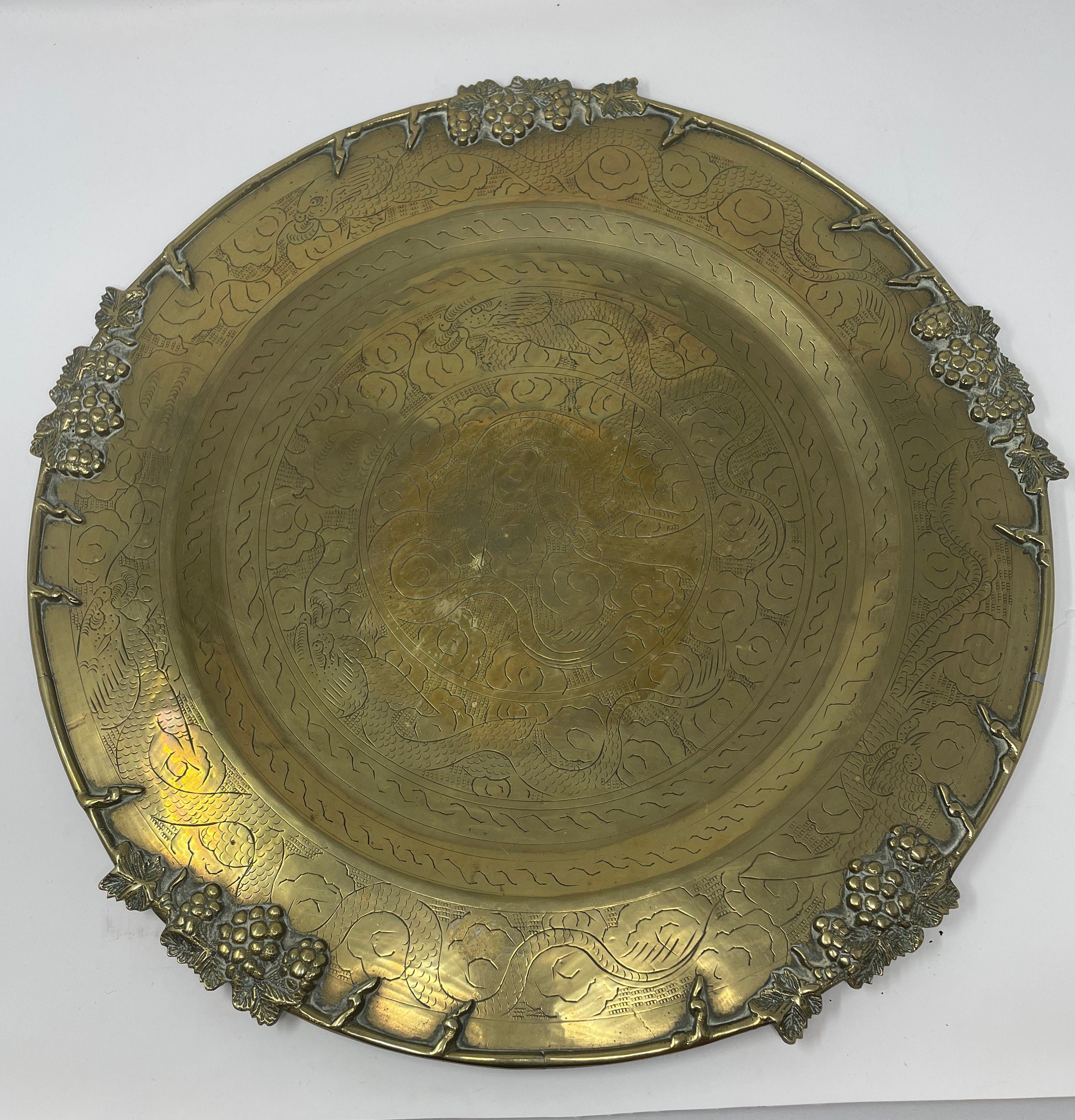 Antique Chinese Two Tiered Brass Folding Table With Engraved Trays - Etsy