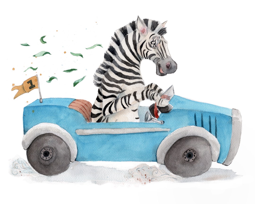 Zebra Racer” Art PRINT 8x10 Inches - Etsy