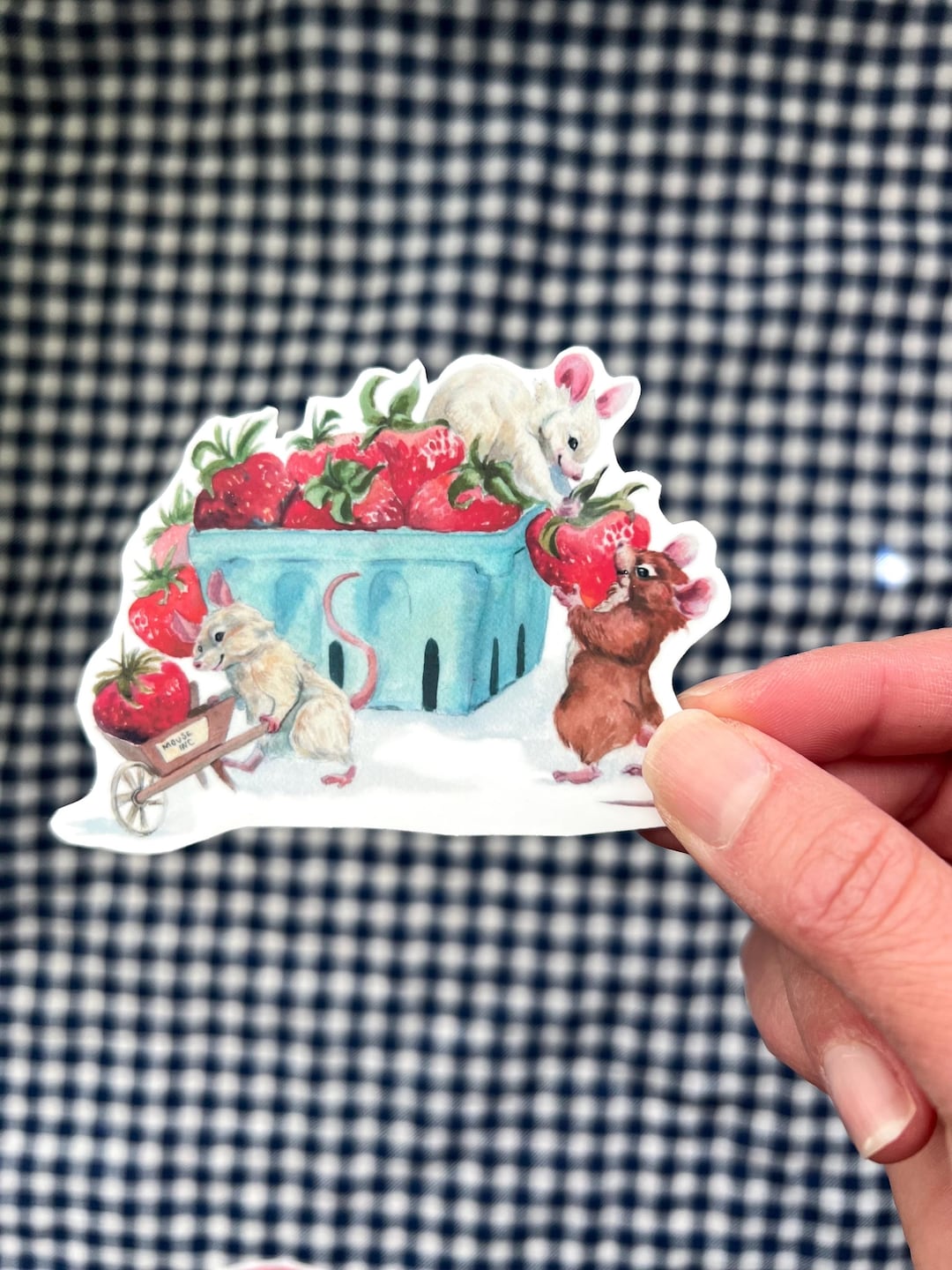 Strawberry Mice Sticker | Cute Mouse Decal Vinyl Stickers | Stickers ...