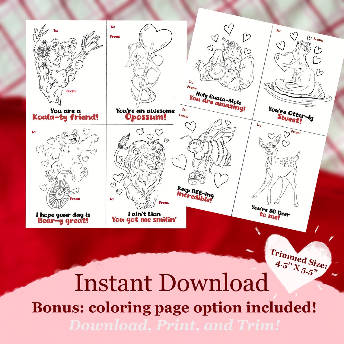 Printable Animal Valentines Day Cards, Classroom Valentines Day Cards ...