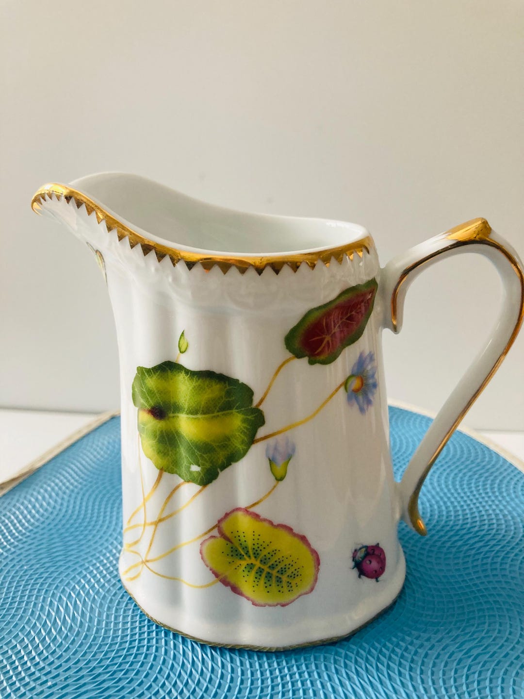 I. Godinger & Co Creamer Jardin Pattern With Ladybugs Dragonfly Gold ...