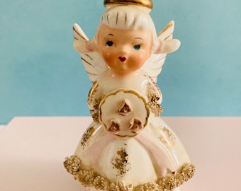 Vintage LEFTON DECEMBER Angel Figurine Birthday Christmas Decoration ...