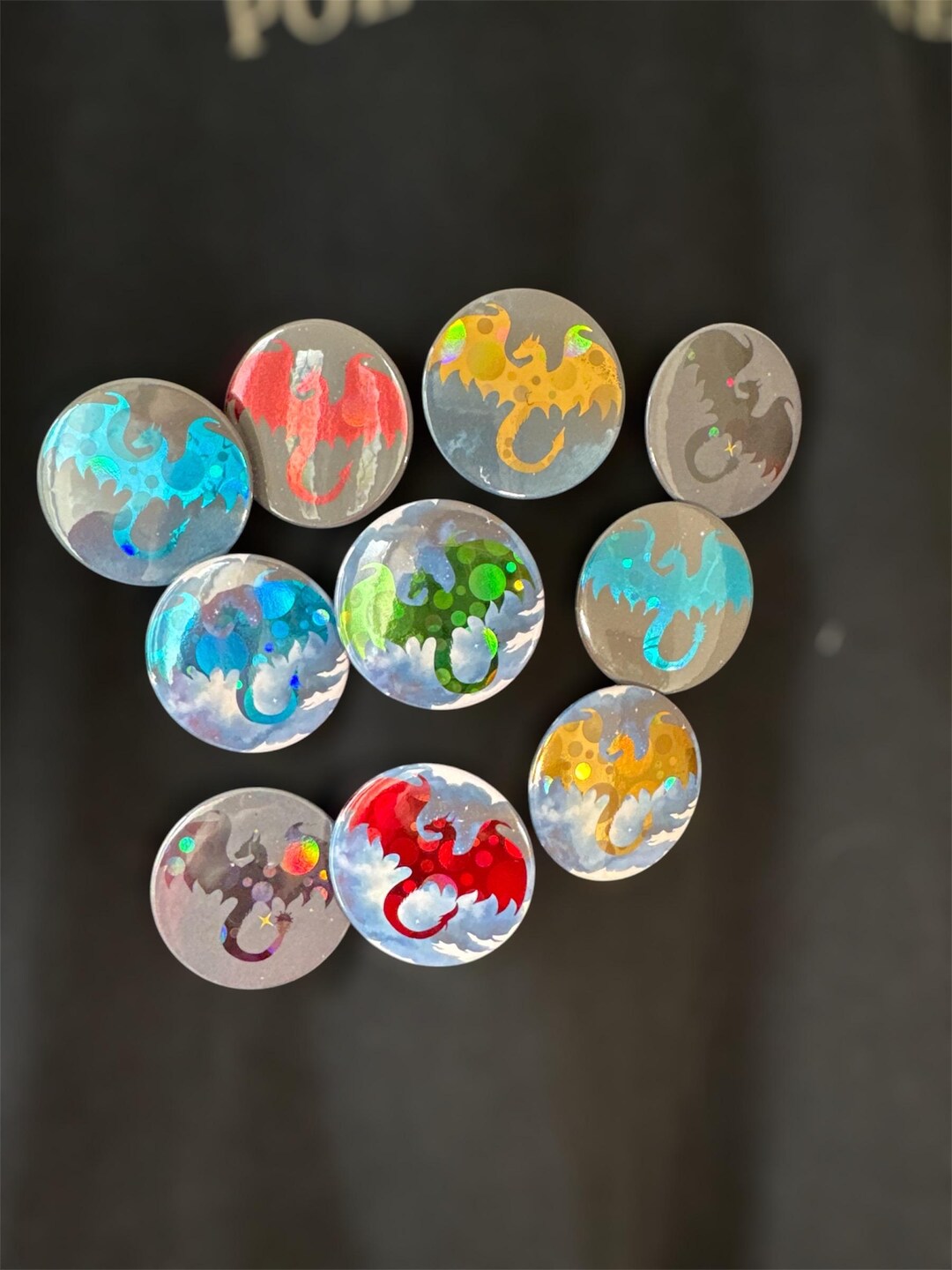 Fourth Wing Inspired Dragon Badges | 45mm Foiled Pin Badges | Bubble ...