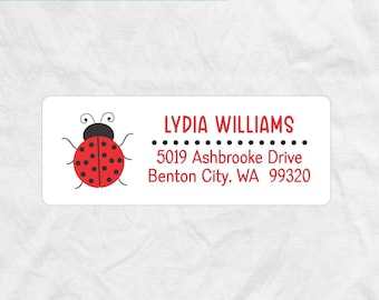 Ladybug Address Labels Custom Everyday Personalized Insect Lady Bug ...