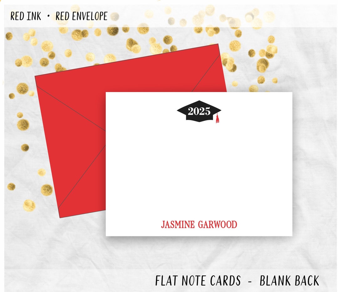 Flat 2025 Graduation Stationery Note Cards, Custom Class of 2025 Thank ...