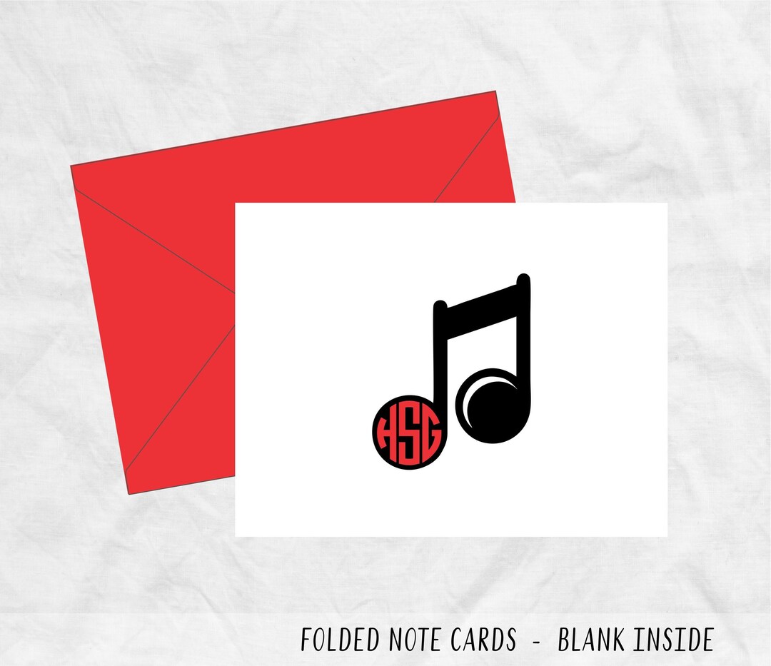 Music Note Monogram Stationery Note Cards Musical Band Choir - Etsy