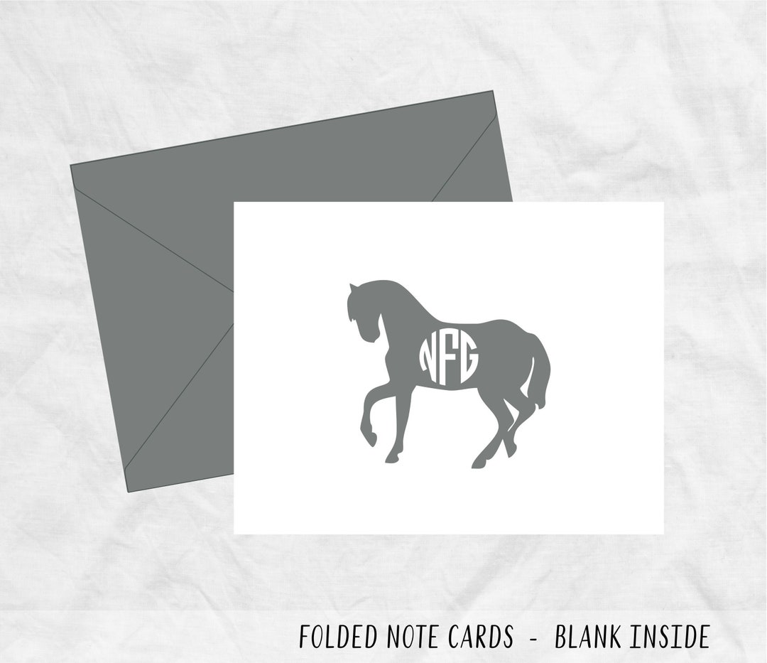 Horse Owner Equestrian Monogram Stationery Note Cards Gift, Equine ...