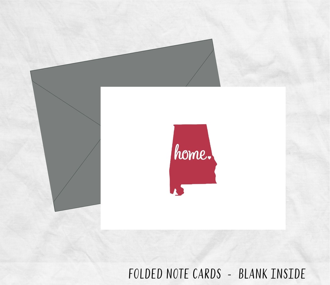 State of Alabama Home Monogram Gift Thank You Cards Alabama - Etsy