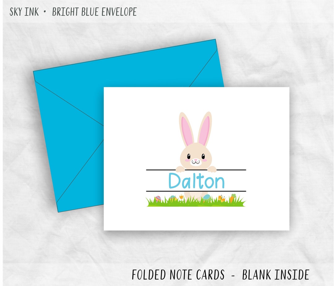Easter Bunny Note Cards, Kids Easter Basket Gift Thank You Cards ...