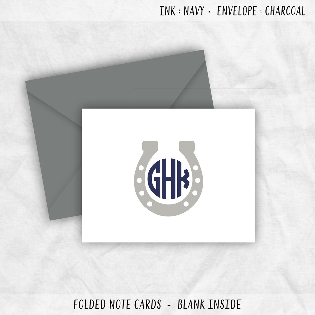 Equine Horse Monogram Stationery Note Cards Gift, Equestrian Horseshoe ...