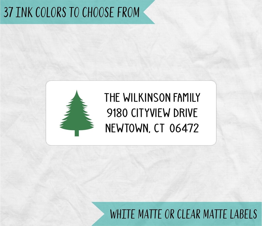 Personalized Evergreen Tree Return Address Labels, Spruce Fir Pine Tree ...