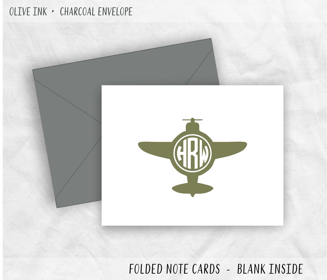 Airplane Monogram Stationery Note Cards, Airplane Monogram Kids ...