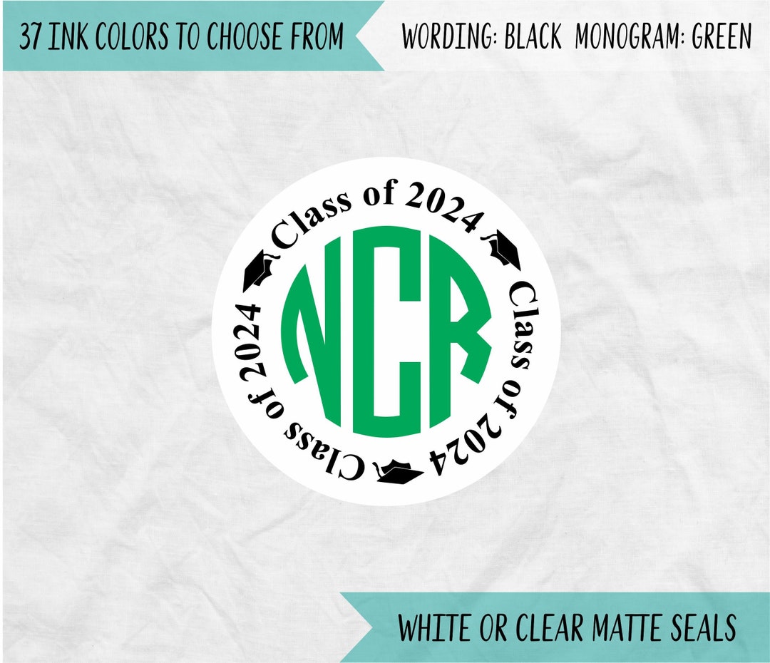 Class of 2024 Round Monogram Graduation Envelope Seals - Etsy