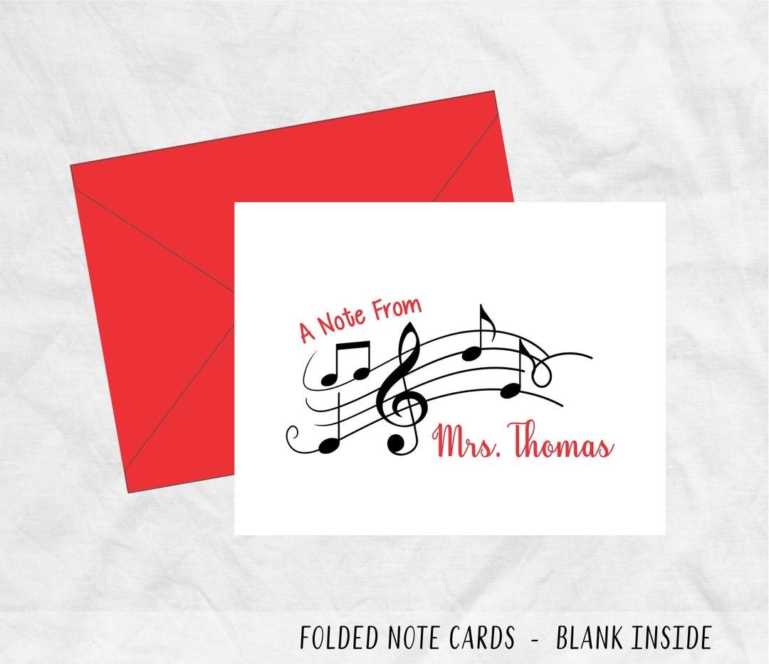 Personalized Music Teacher Thank You Cards, Music Notes Choir Band ...