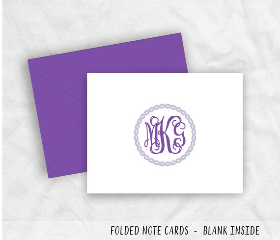 Nautical Rope Interlocking Monogram Folded Note Cards - Etsy