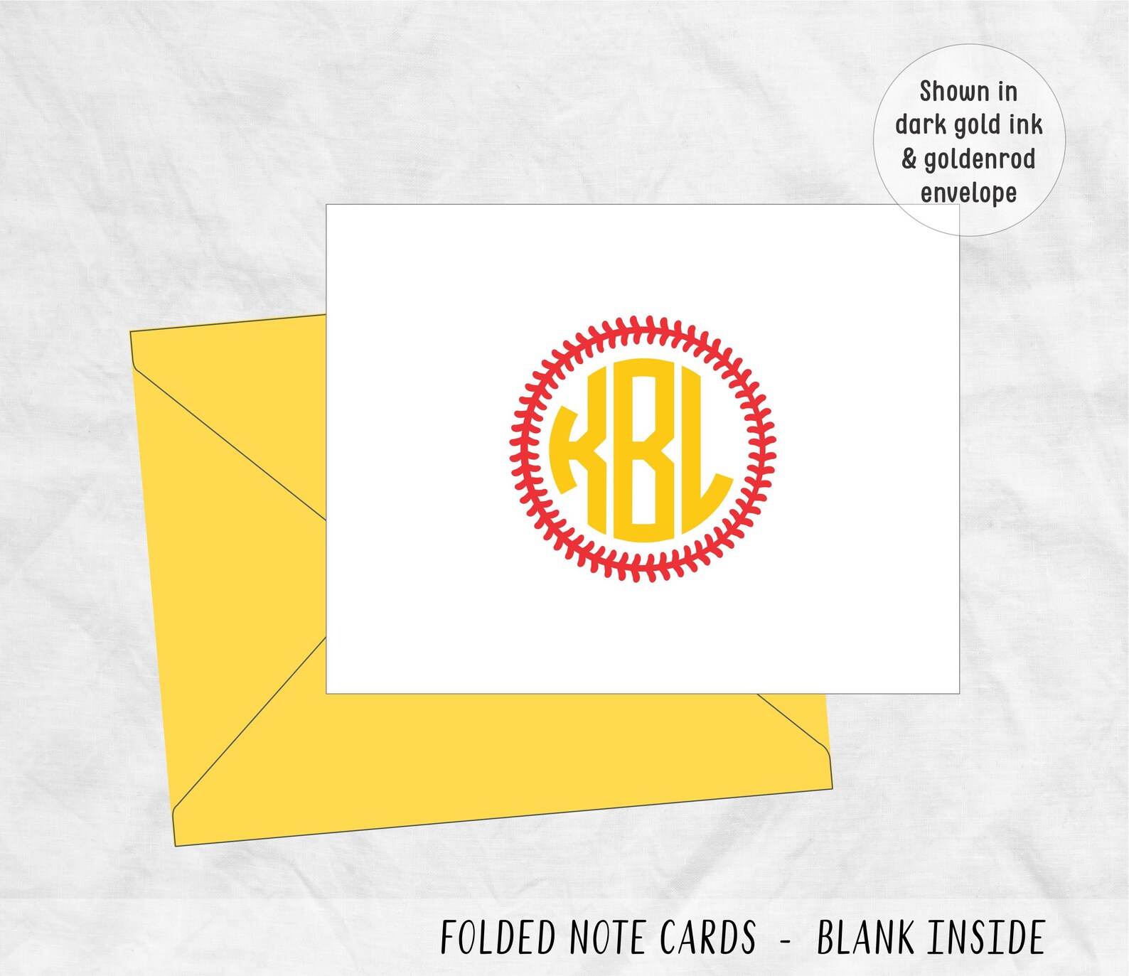 Baseball Softball Monogram Note Cards Softball Baseball - Etsy