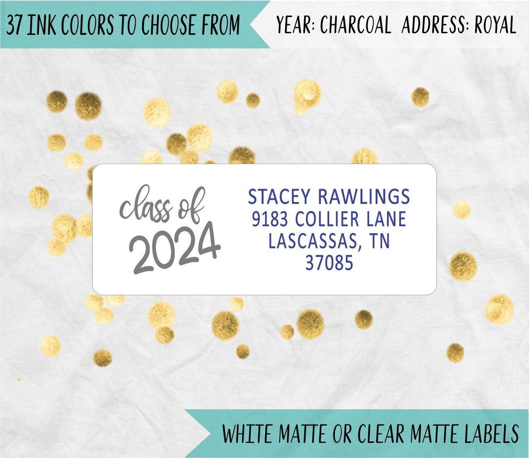 Class of 2024 Graduation Return Address Labels, Custom School College ...
