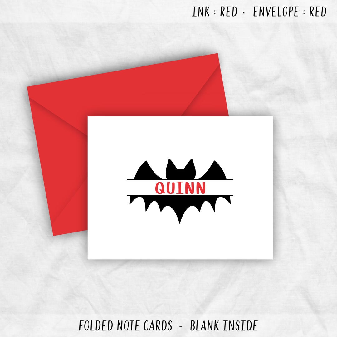 Bat Stationery Note Cards Gift, Bat Birthday Halloween Party Thank You ...
