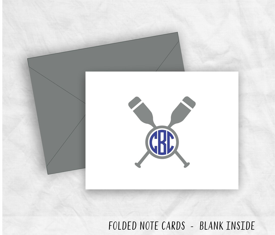 Rowing Crew Monogram Stationery Note Cards, Rowing Oars Monogram Thank ...