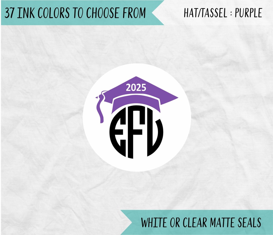 Class of 2025 2" Round Monogram Graduation Envelope Seals, 2 Inch ...