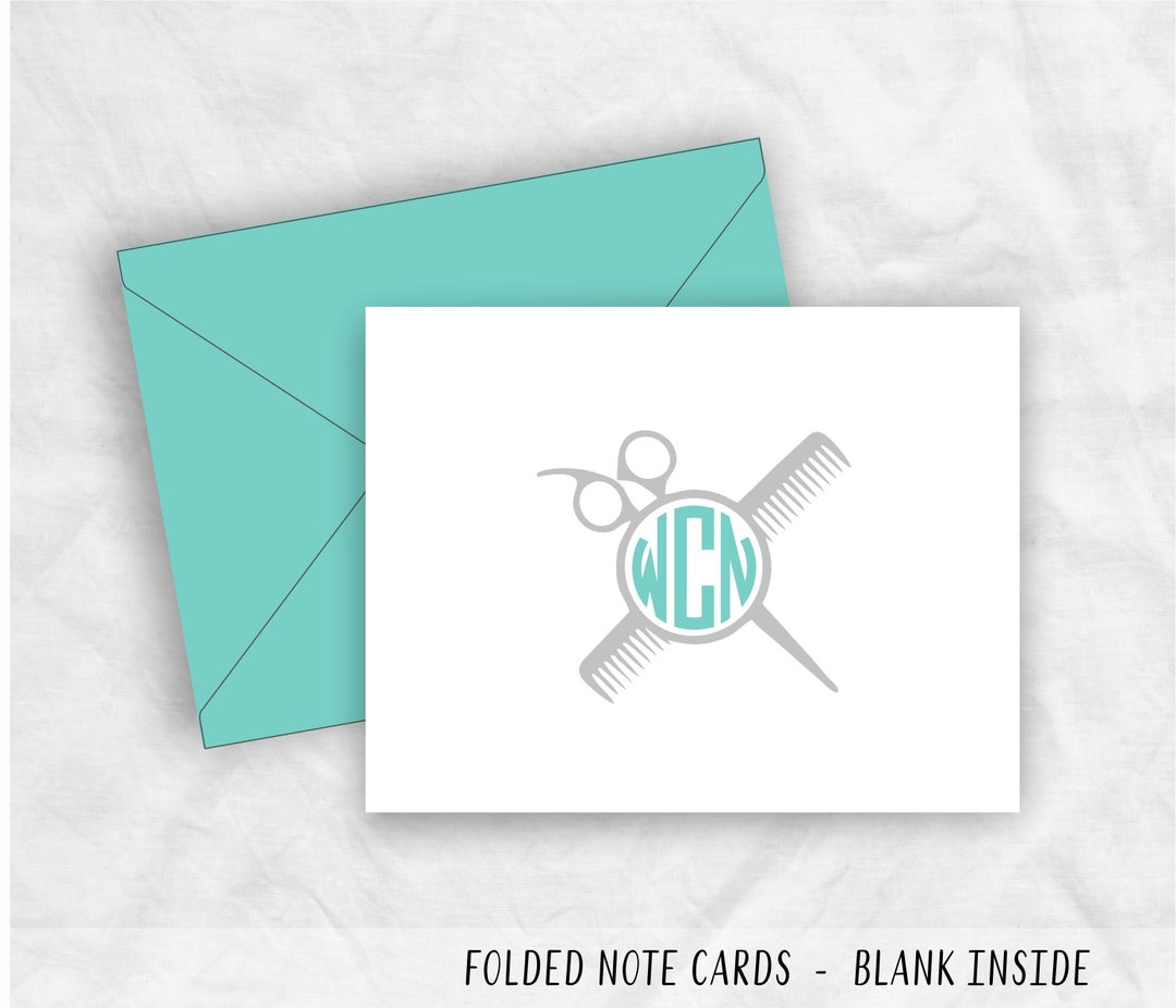 Hairstylist Hair Salon Barber Monogram Stationery Note Cards Gift, Hair ...