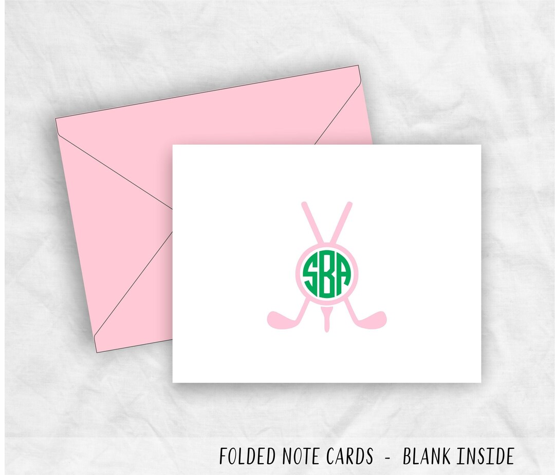 Golf Clubs Monogram Stationery Note Cards Gift, Golfer Monogram Thank ...