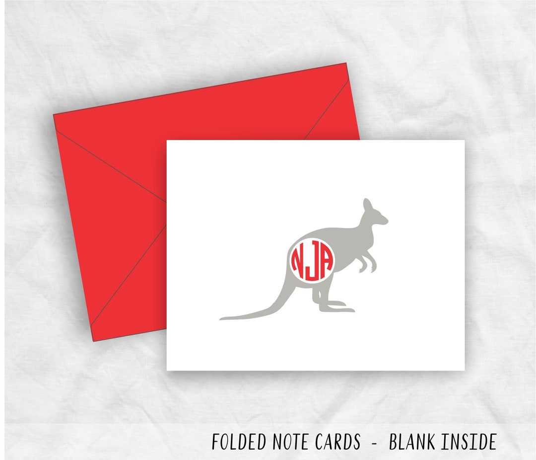Kangaroo UMKC Roos Monogram Stationery Note Cards Gift, Austrailian ...