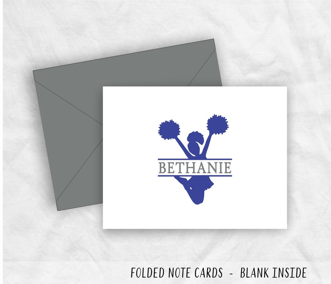 Cheerleader Pom Poms Stationery Note Cards, Cheer Coach Team Spirit ...