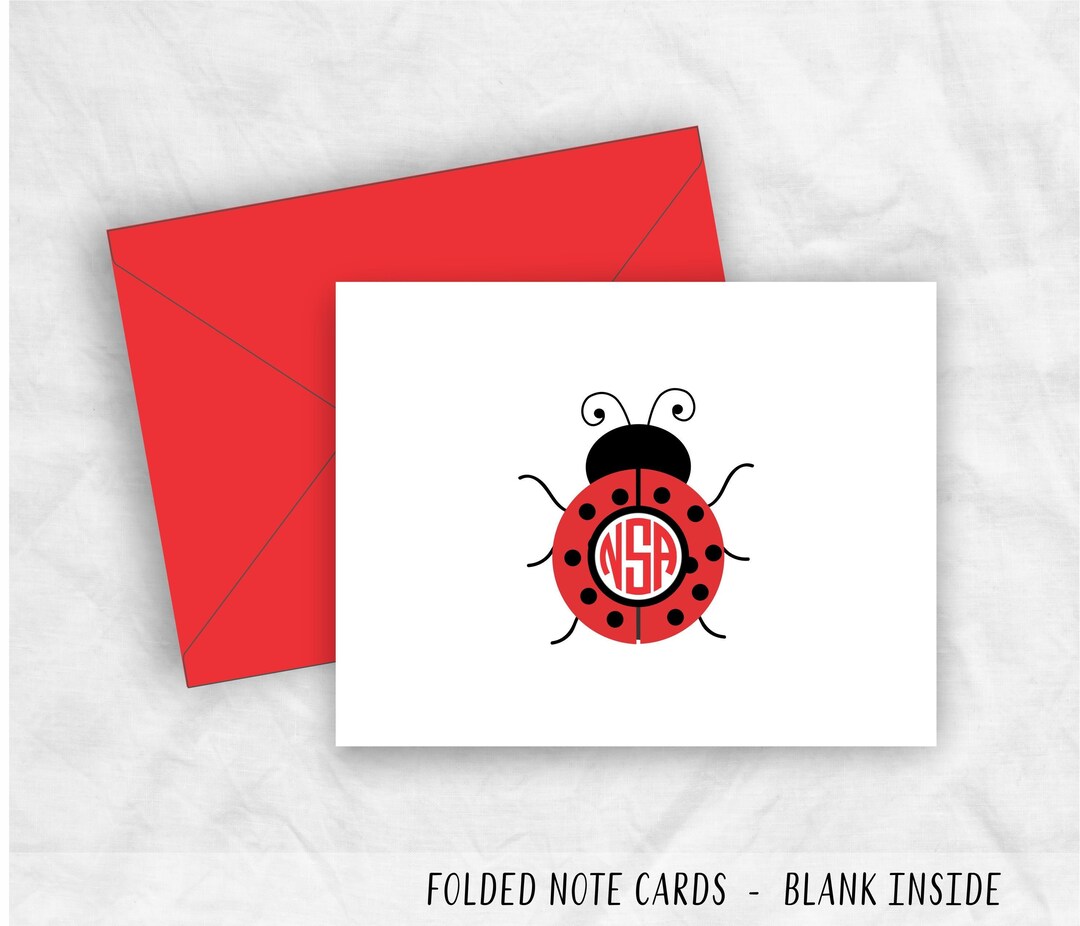 Ladybug Stationery Monogram Note Cards, Ladybug Baby Shower Gift Thank You Cards - Etsy