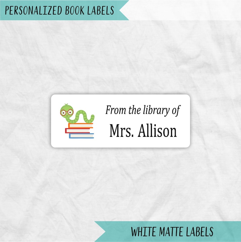Bookworm Book Labels: Teacher Classroom Library Stickers, BL2 - Etsy