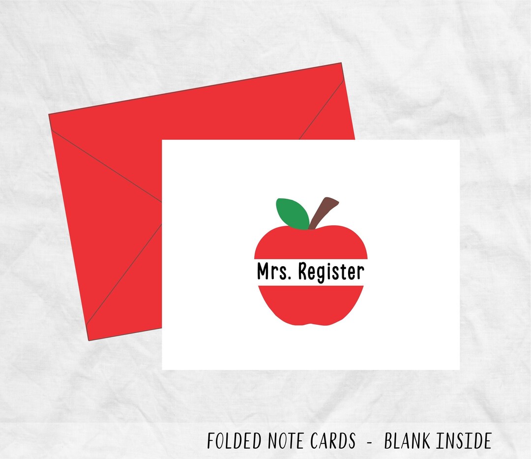 Teacher Apple Stationery Note Cards, Apple Thank You Cards, New School ...