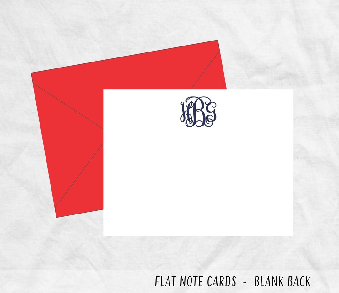 Interlocking Monogram Flat Stationery Note Cards, Custom Vine Monogram Flat Thank You Cards - Etsy