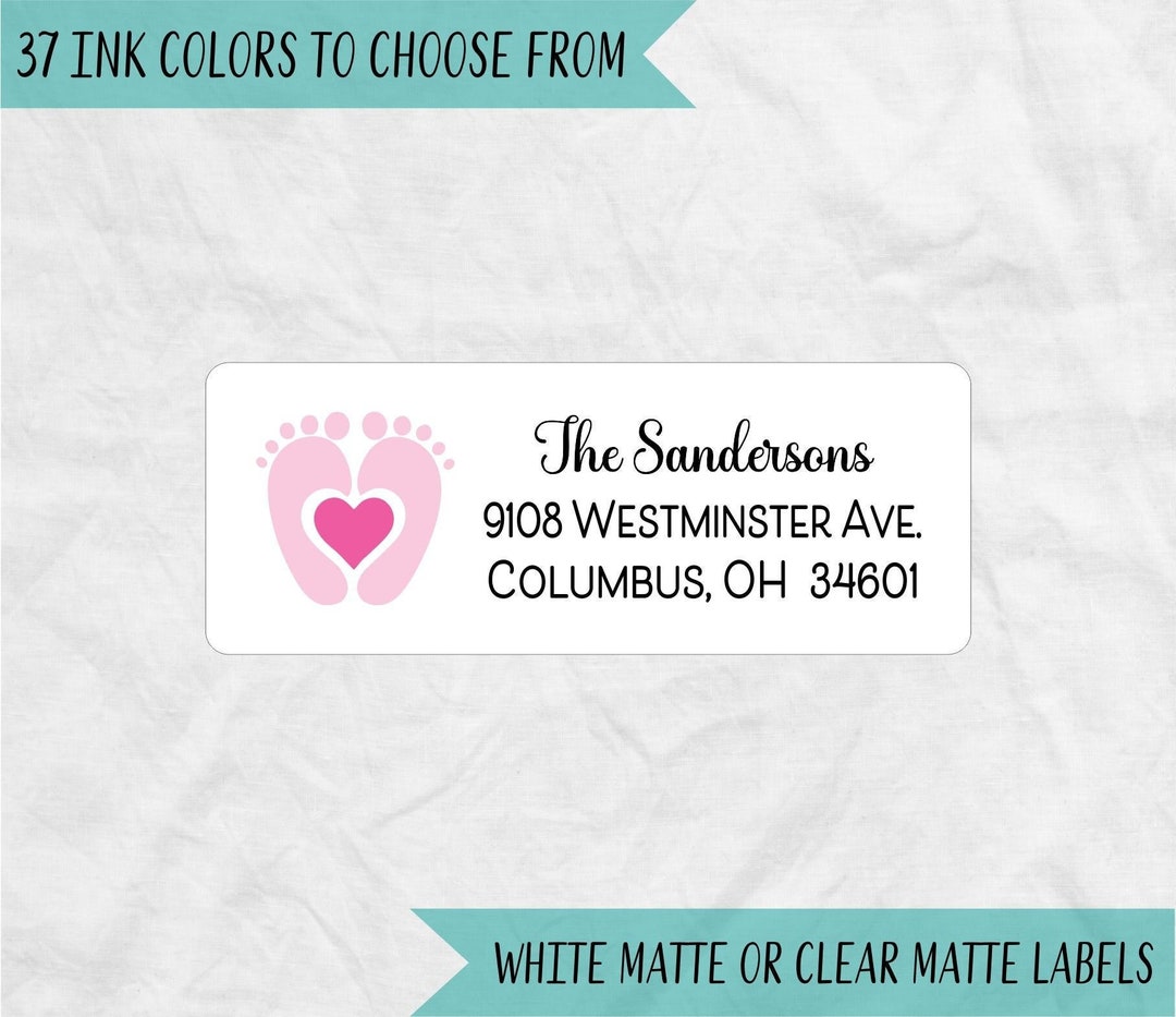 New Baby Announcement Return Address Labels, Baby Feet Girl Boy Address ...