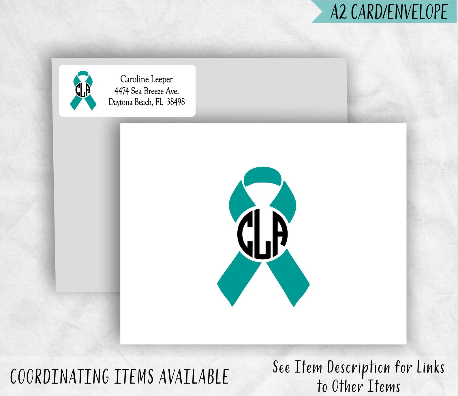 Awareness Ribbon Monogram Address Labels: Ovarian & Breast Cancer ...