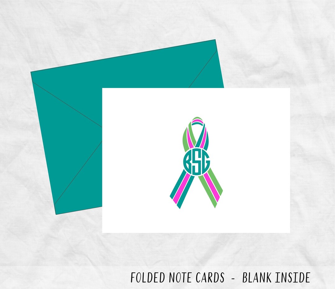 Metastatic Breast Cancer Awareness Ribbon Monogram Stationery Note ...