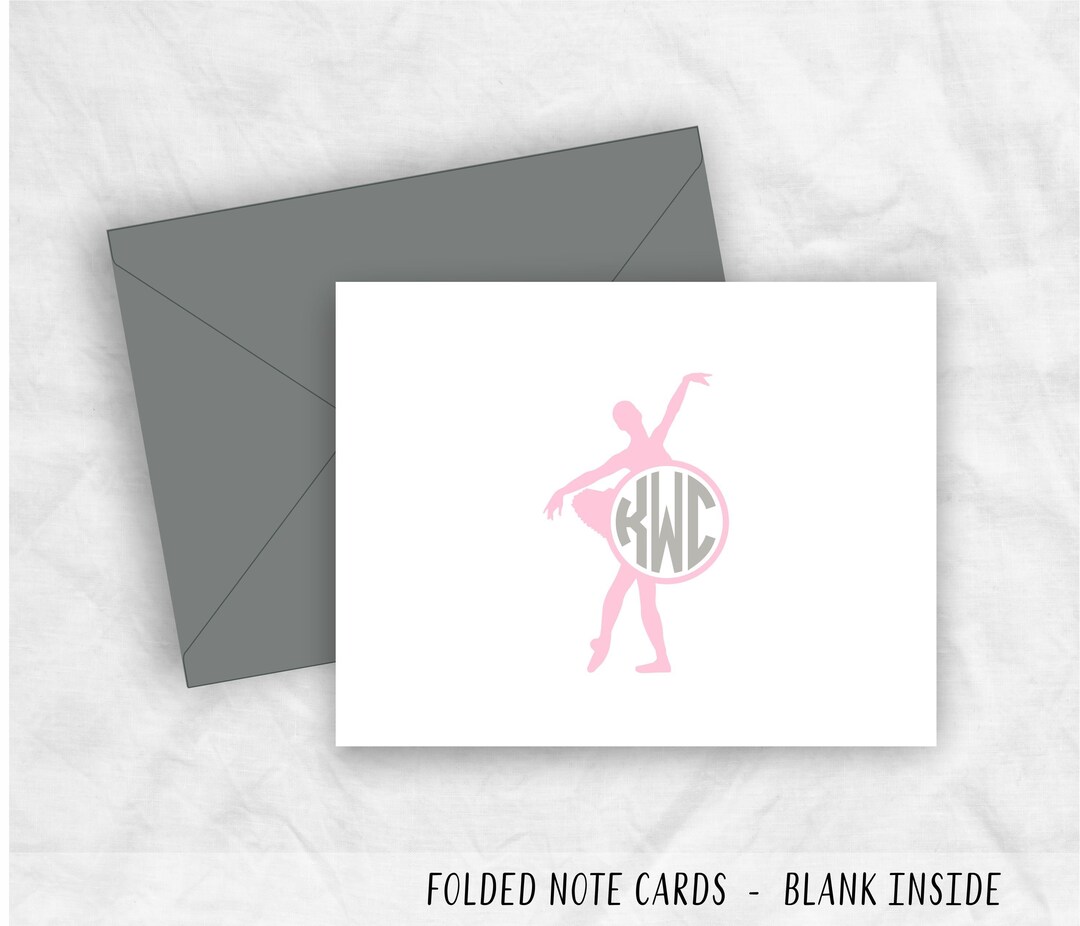 Ballet Dance Monogram Stationery Note Cards, Ballerina Monogram Gift ...